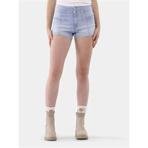 No Boundaries Pintuck Denim Shorts 3” Inseam Womens