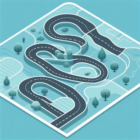 Premium Photo Vector Winding Road Pathway On Map Style