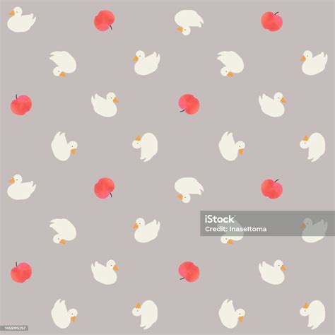 임의의 방향으로 흩어져있는 오리와 사과의 매끄러운 이미지 과일에 대한 스톡 벡터 아트 및 기타 이미지 과일 귀여운 껍질 Istock