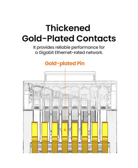 UGREEN RJ45 Connector 50pcs 100pcs CAT6 RJ45 Gold Plated Ethernet Cable