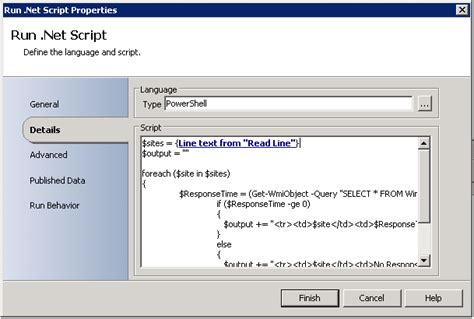 System Center Orchestrator 2012 Beta Using Run Net Script Activity PowerShell Inputting And