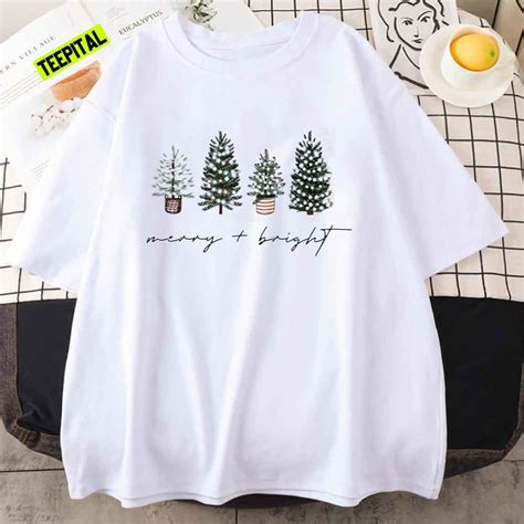 Christmas Tree Merry And Bright Holiday T Shirt
