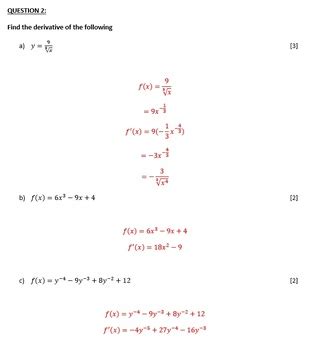 Differential Calculus Test By ENTER ONE TPT