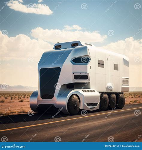 Driverless Autonomous Truck On The Ai Generative Stock Illustration