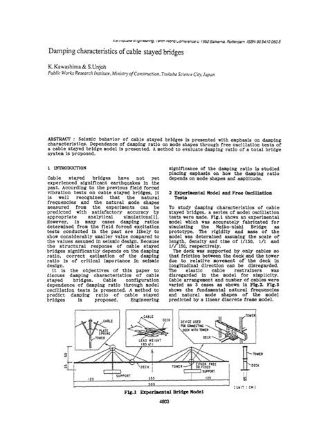 Pdf Damping Characteristics Of Cable Stayed Bridges
