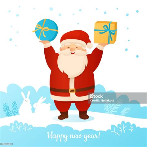 선물 상자 만화 크리스마스 인사말 카드 크리스마스 깜짝 개최 산타 클로스 가공의 인물에 대한 스톡 벡터 아트 및 기타 이미지 가공의 인물 귀여운 나뭇가지 Istock