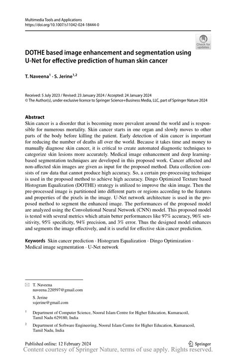 Dothe Based Image Enhancement And Segmentation Using U Net For Effective Prediction Of Human