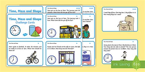 Time Mass And Shape Problem Solving Challenge Cards Twinkl