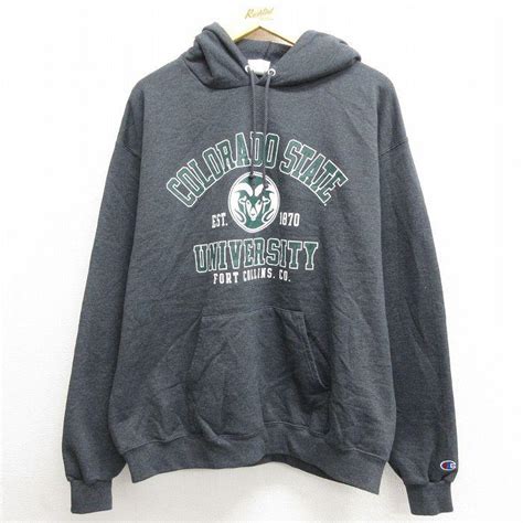 XL 古着 チャンピオン champion 長袖 スウェット パーカー メンズ コロラド 大学 大きいサイズ 濃グレー 霜降り 22oct04
