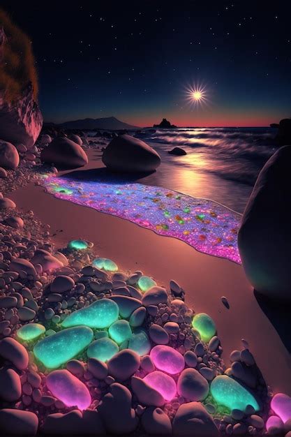 Premium Photo Night Sea Side Coconut Tree Green Lawnbeach Star Galaxy