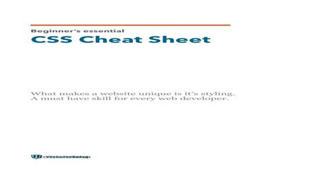 Pdf Beginners Essential Css Cheat Sheet · Beginners Essential Css Cheat