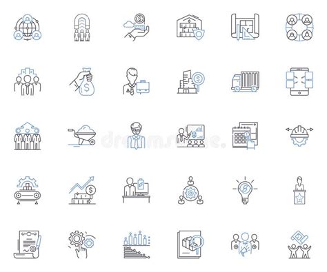 Line Assembly Line Icons Collection Efficiency Optimized Streamlined