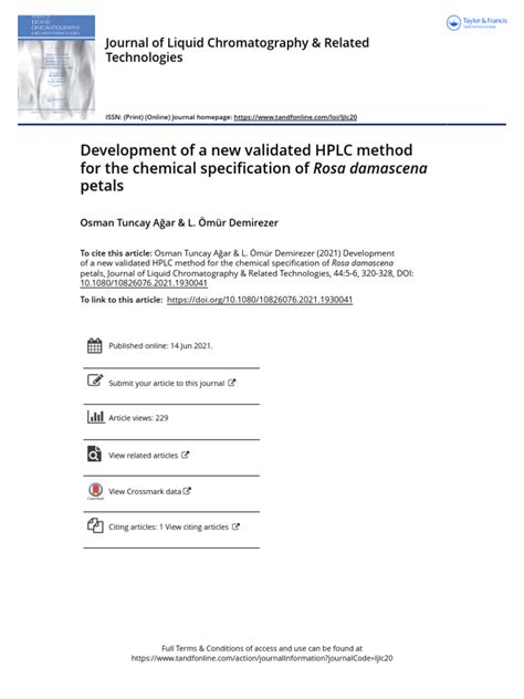 Development Of A New Validated Hplc Method For The Chemical Specification Of Rosa Damascena