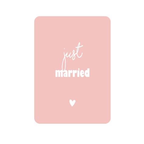 Kaart A6 Just Married Roze Ansichtkaarten Labelgeluk