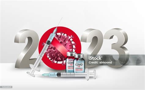 2023년 새해 복 많이 받으세요 코로나19 기호 주사기와 백신이 든 병이 들어 있습니다 벡터 12월 31일에 대한 스톡 벡터 아트 및 기타 이미지 Istock