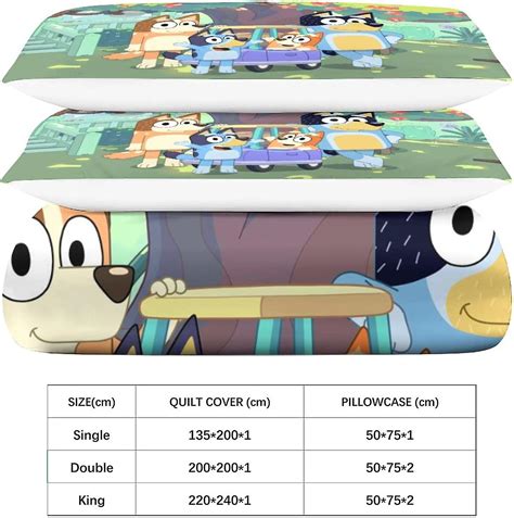 Entemah Bluey Bedding Duvet Cover Set 3d Printed 3 Pieces Cute Anime
