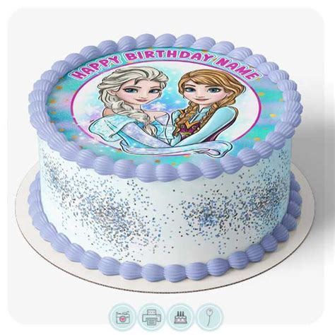 Watercolour Anna And Elsa Frozen Inspired Edible Cake Topper Buy Now