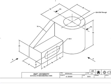 Solved Cs Bracket Drawings Create Two 2 ﻿third Angle