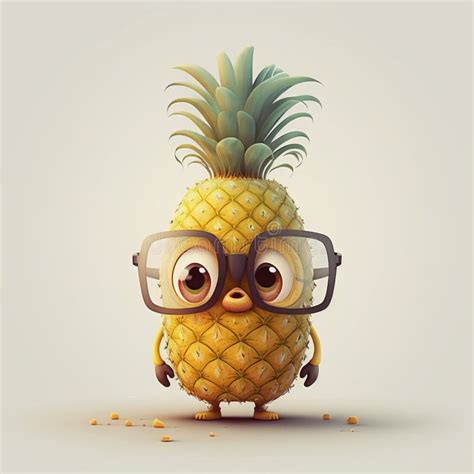 Cute Pineapple Character Generative Ai Stock Illustration Illustration Of Pineapple Face