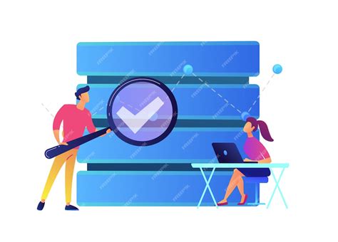 Premium Vector Developer With Magnifier Developer With Laptop And Big Data Vector Illustration