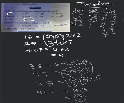 Hence The Hcf Of 6 8 And 12 Is 2 Exercise 3 5 Find The Hcf Of The Foll