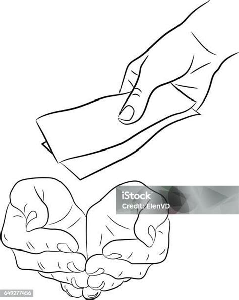 손 포기 하 고 흑백 벡터 일러스트 레이 션의 돈 지폐를 복용 금융에 대한 스톡 벡터 아트 및 기타 이미지 금융 기업