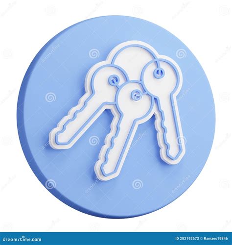 3d Button Rendering Of Bunch Of Keys On Ring From Lock Of Front Door Of