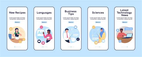 Online Tutorials Onboarding Mobile App Screen Flat Vector Template