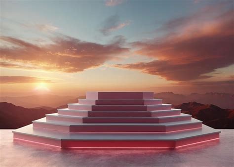 Premium Psd Crimson Backdrop Scarlet Dais Cerise Skyline Ruby