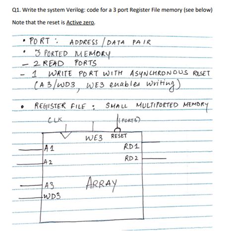 solved q1 write the system verilog code for a 3 port