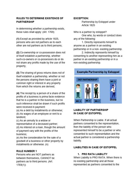Rules To Determine Existence Of Partnership Pdf Partnership Limited Partnership