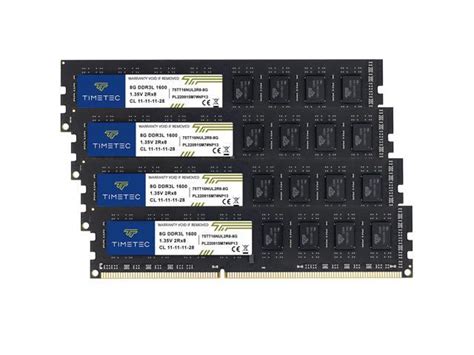 Timetec 32gb Kit 4x8gb Ddr3l Ddr3 1600mhz Ddr3l 1600 Pc3l 12800 Pc3 12800 Non Ecc
