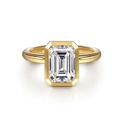 Gabriel And Co Bezel Set Emerald Cut Solitaire Engagement Ring Truebijoux