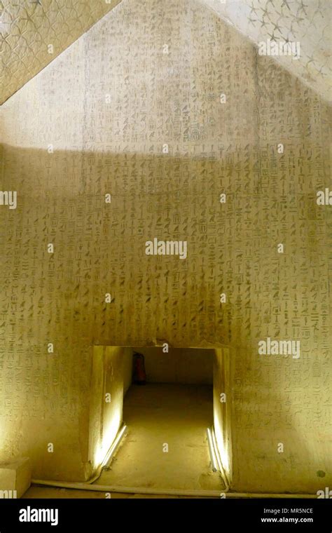 Reliefs Inside The Pyramid Complex Of Unas At Saqqara Near Cairo In