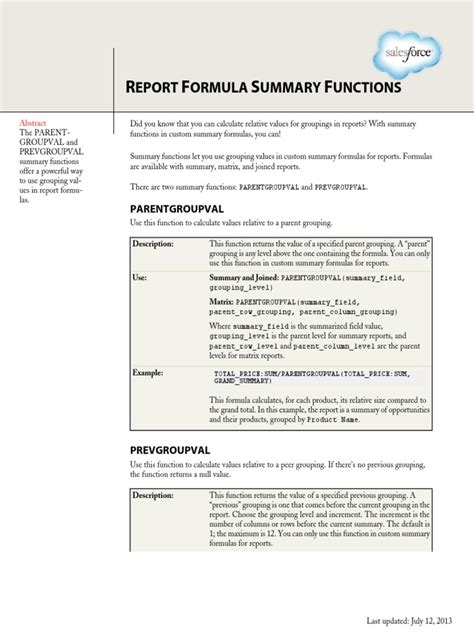 salesforce report summary functions cheatsheet pdf matrix mathematics teaching mathematics