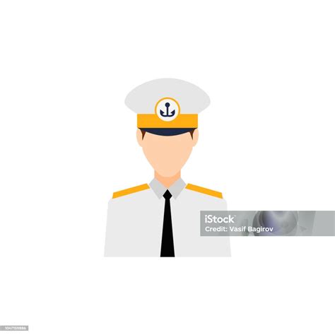 船長的船在白色西裝指揮軍用巡洋艦 巡航班輪平面向量卡通插圖在白色背景上隔離的物件向量圖形及更多位置描述圖片 位置描述 制服 圖示