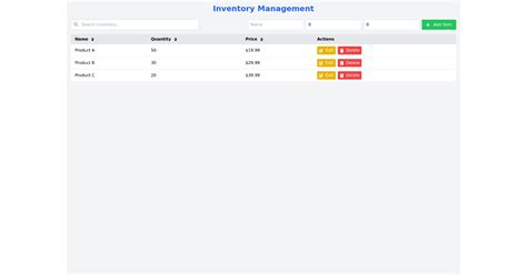 Inventory Management Free React Tailwind Component