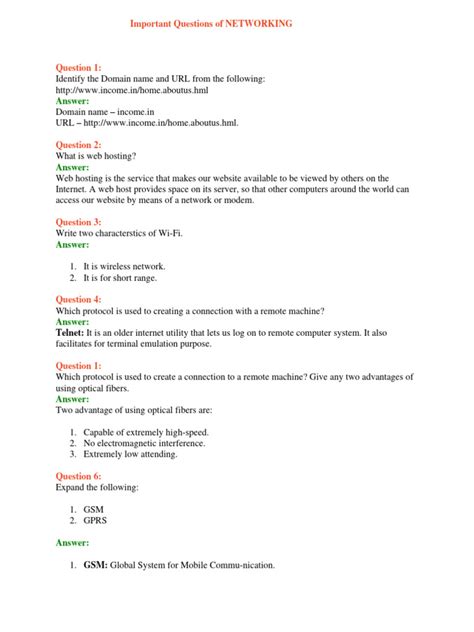 Important Questions of NETWORKING | PDF | Computer Network | Network Topology