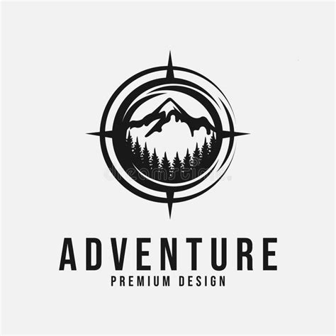 Adventure Logo Design Inspiration With Compass Forest And Mountain
