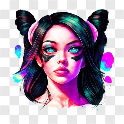 Download Girl With Cat Ears Contemporary Art Piece Png Online