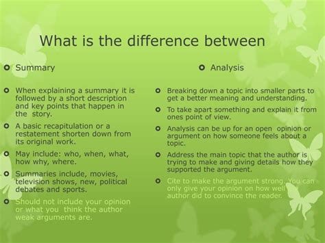 Summary Vs Analysis Ppt