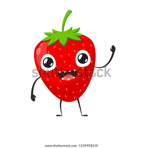 Happy Strawberry Waving Hand Stock Vector Royalty Free 1109998259