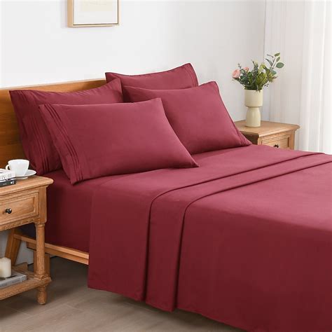 Marcielo Full Size Soft Polyester Solid 6 Pieces Bed Sheets In The Bed