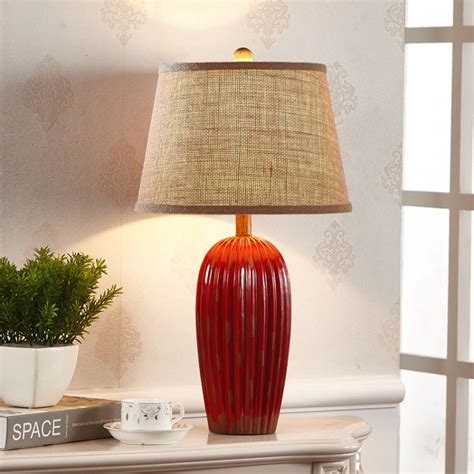 Vintage Red Ceramic Table Lamp
