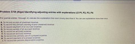 Solved Algo Identifying Adjusting Entries With Explanations Lo P1