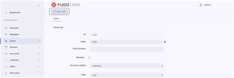 creating a user — fudo pam 5 2 system documentation