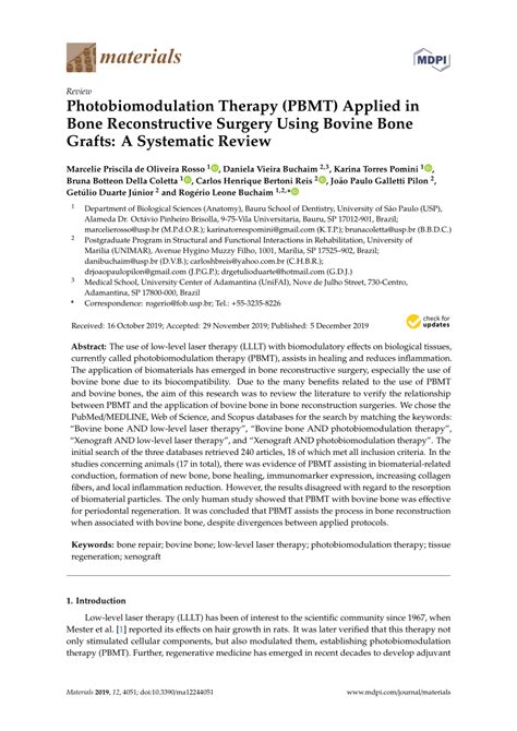 Pdf Photobiomodulation Therapy Pbmt Applied In Bone Reconstructive