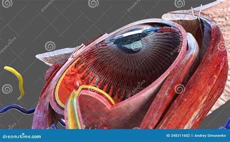 Human Eye Anatomy Cutaway Detailed View Stock Illustration