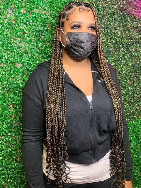 Sun Kissed Long Knotless Braids Braids With Curls Jumbo Braids Short Braids Tiny Blonde