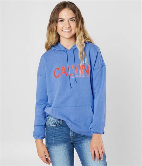 Calvin Klein Logo Hooded Sweatshirt Womens Sweatshirts In Regatta